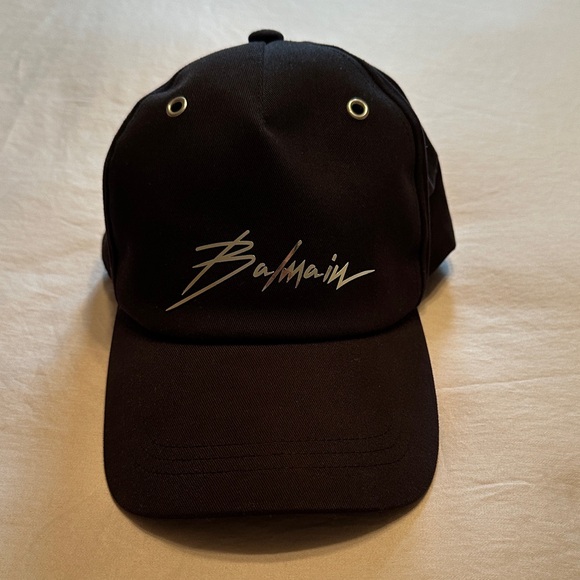 Balmain | Accessories | Balmain Dark Cap With Silver Logo | Poshmark